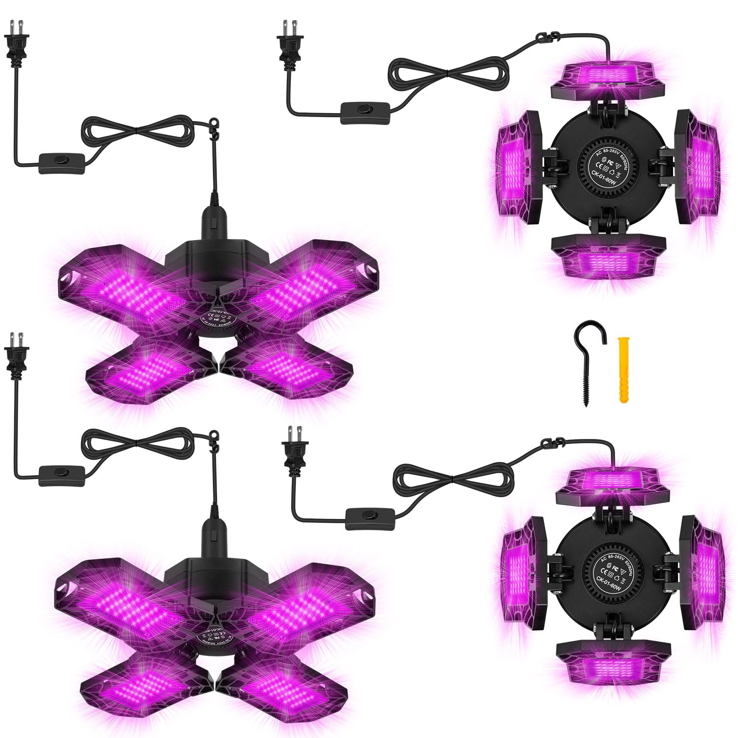 Snapklik.com : TENDIST Deformable LED Black Light 60W, 4 Pack Blacklight