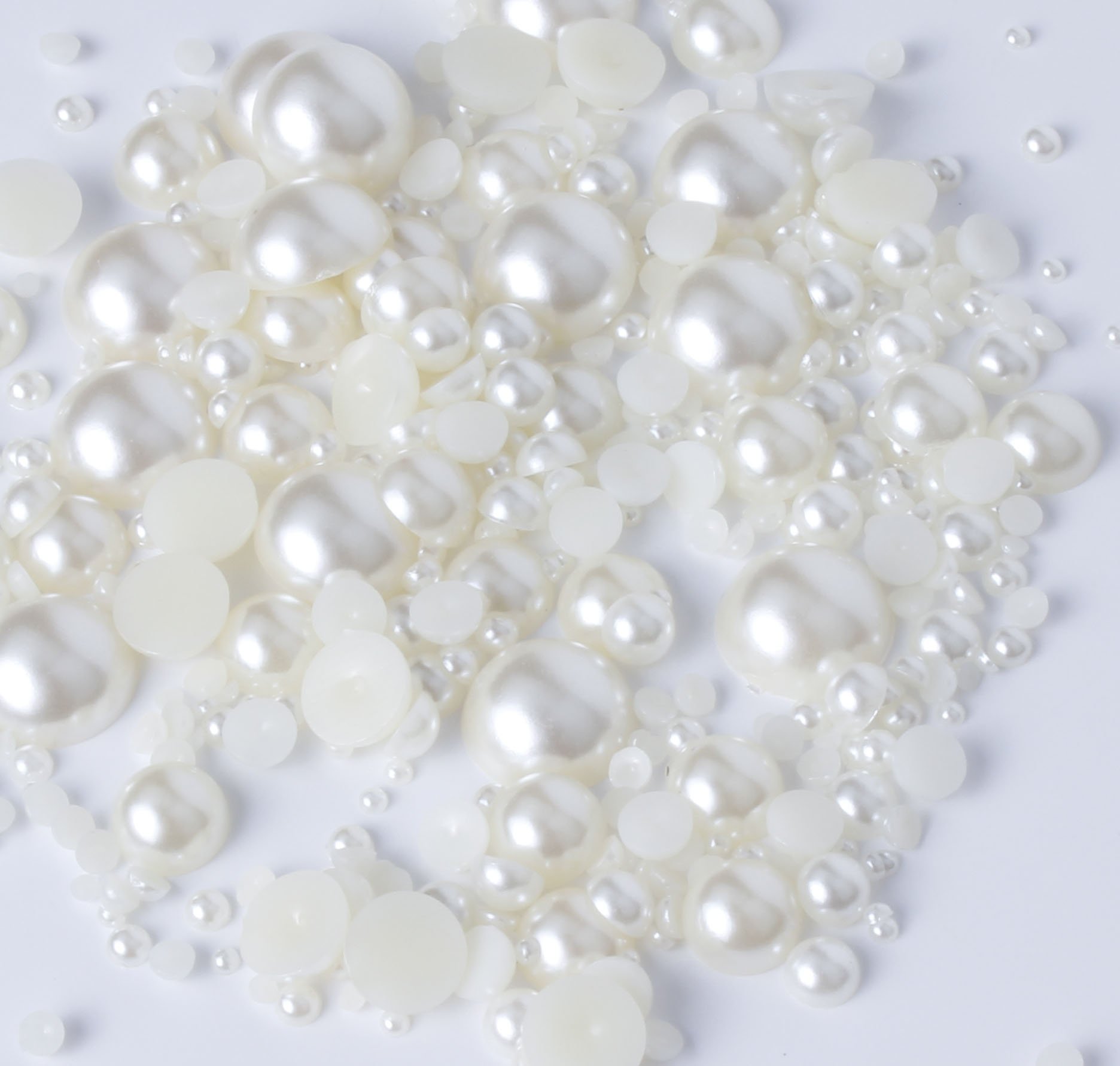 15g Mixed Colours Size Flat Back Pearls Cabochons Decoden 2mm - 12mm ...