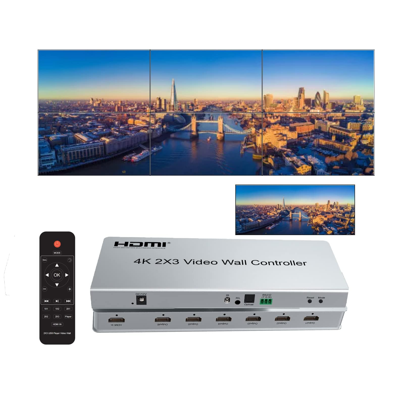 Amazon.com: 2x3 Video Wall Controller, Support 3840x2160/30HZ Input ...