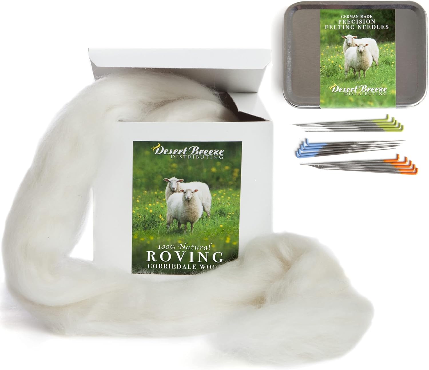 Amazon.com: 100% Natural Corriedale White Roving with Complete Set of ...