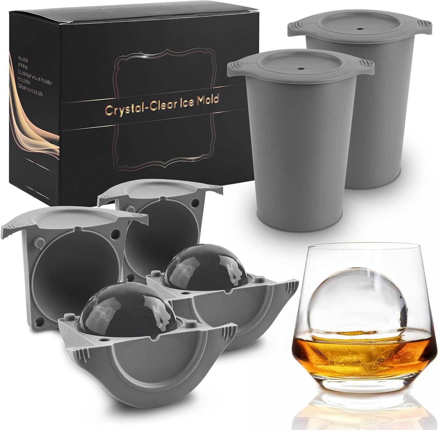 Amazon.com: Clear Ice Cube Maker for Whiskey & Cocktails, Non-BPA ...