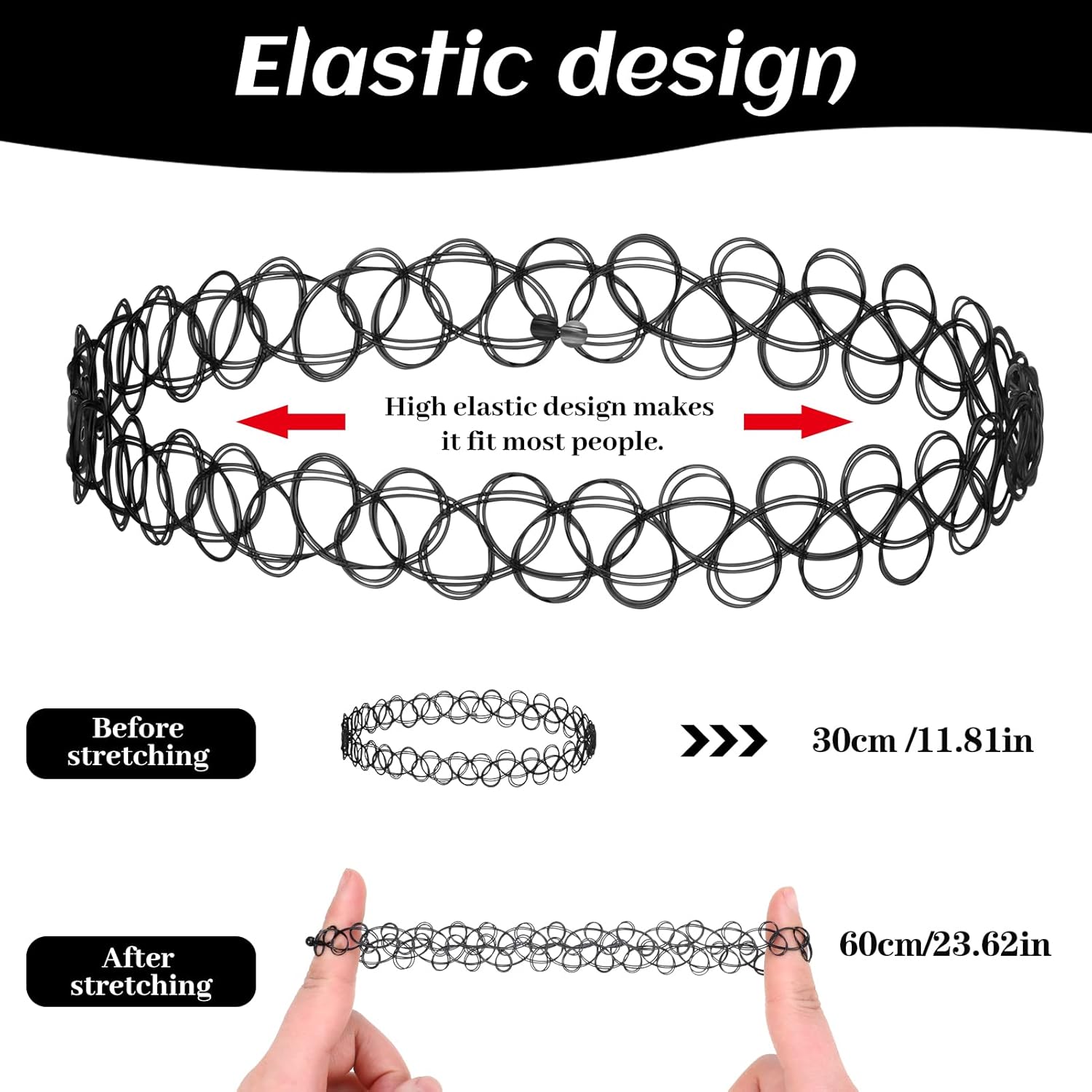 Fanshiontide 24 Pcs Choker Necklace Set,Elastic Stretchable Neon ...