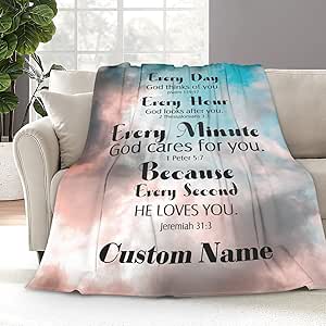 Amazon.com: JIYEPOPO Scripture Blanket Soft Lightweight Custom Name ...