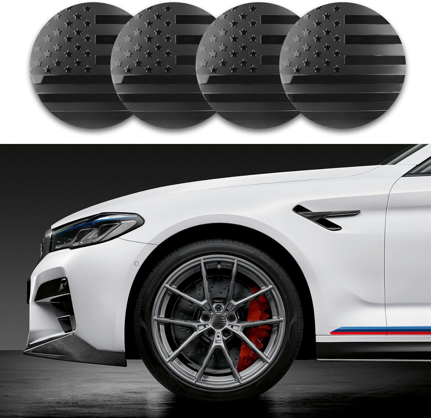 Amazon.com: HEVLE 4PCS American Flag Car Wheel Center Caps, Wheel ...