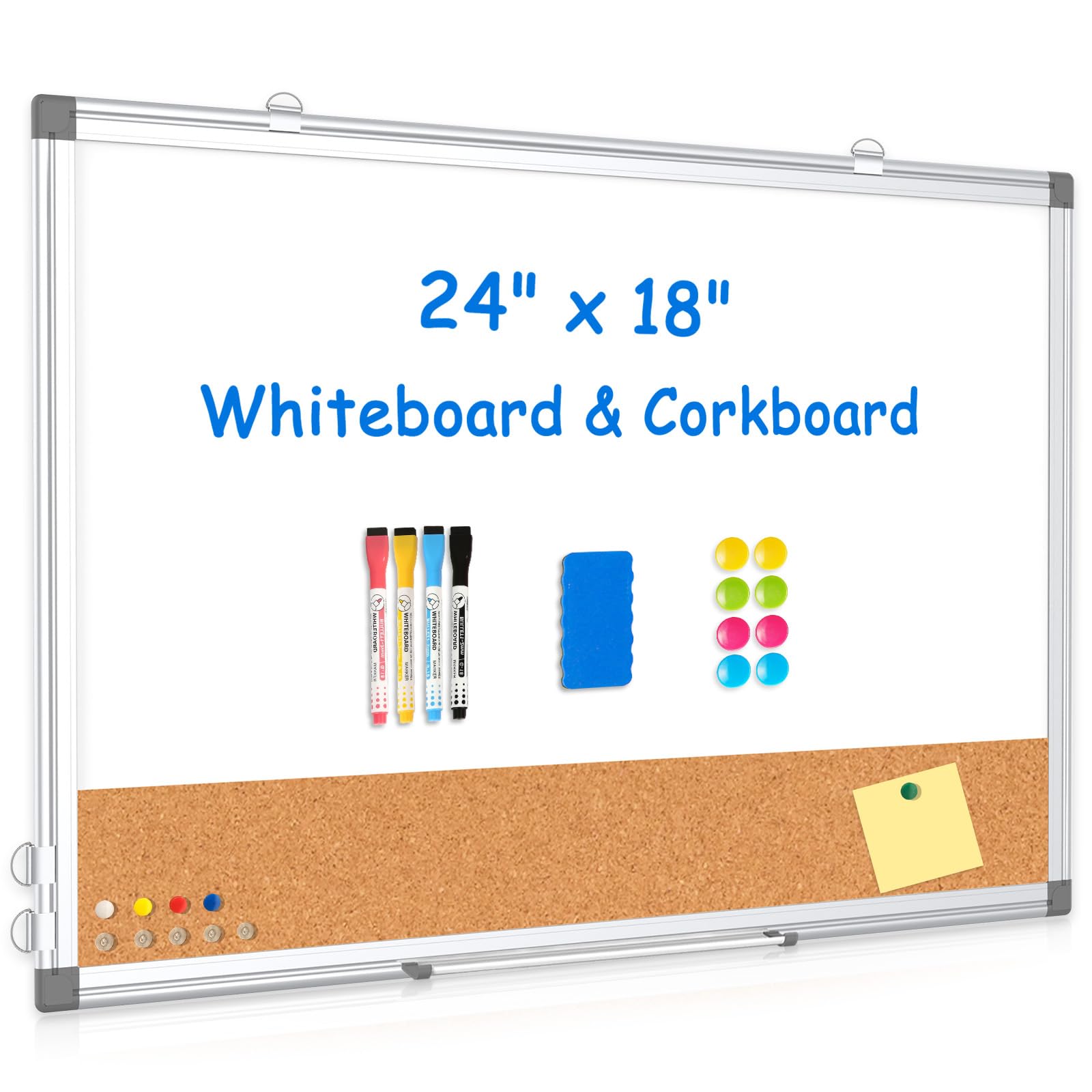 Amazon.com: Magnetic White Board Cork Board Combo for Wall, WALGLASS 24 ...