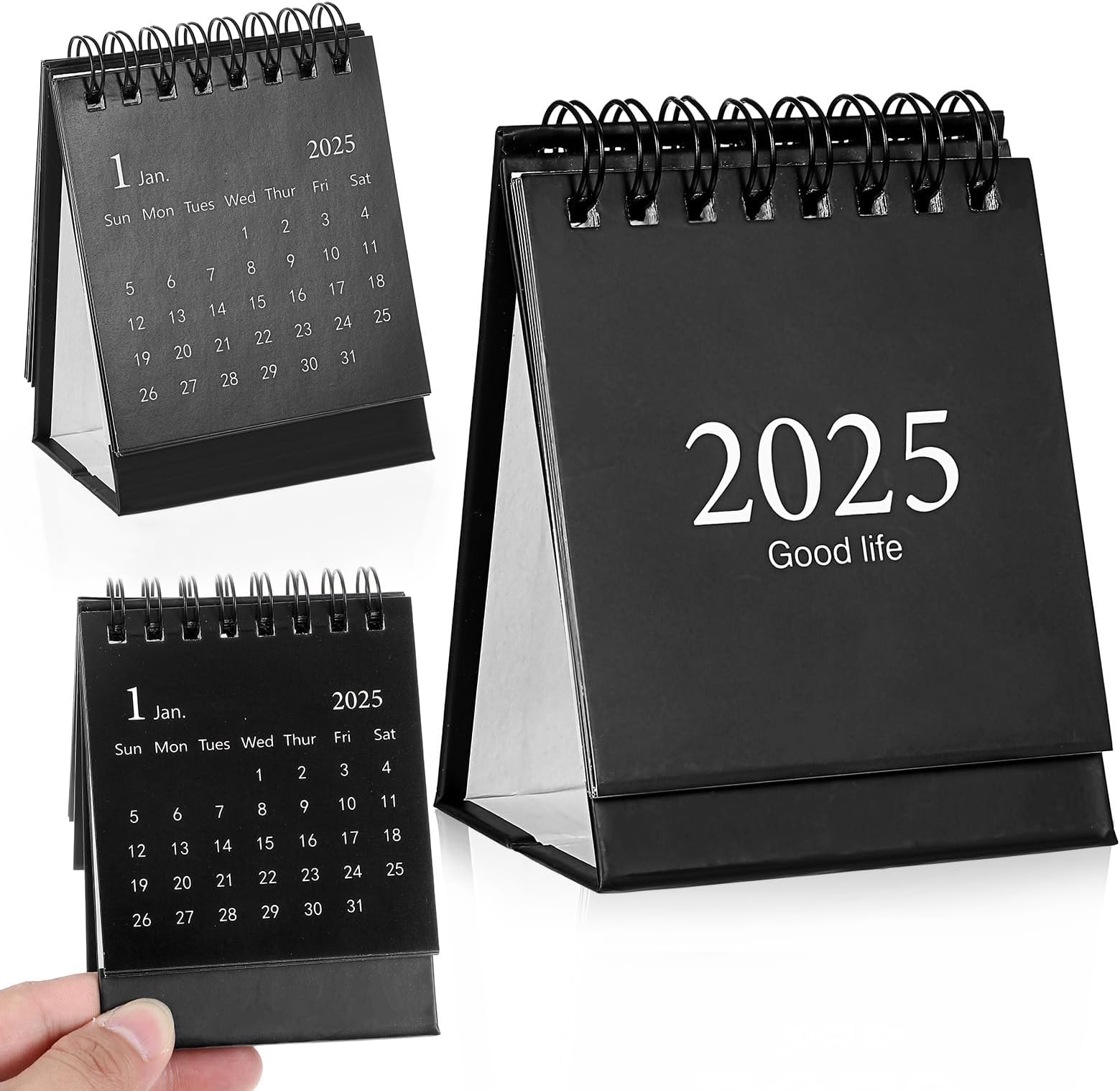 Tyqour Desk Calendar 2025 Standing Flip, Mini Desk Calendar Small Flip ...