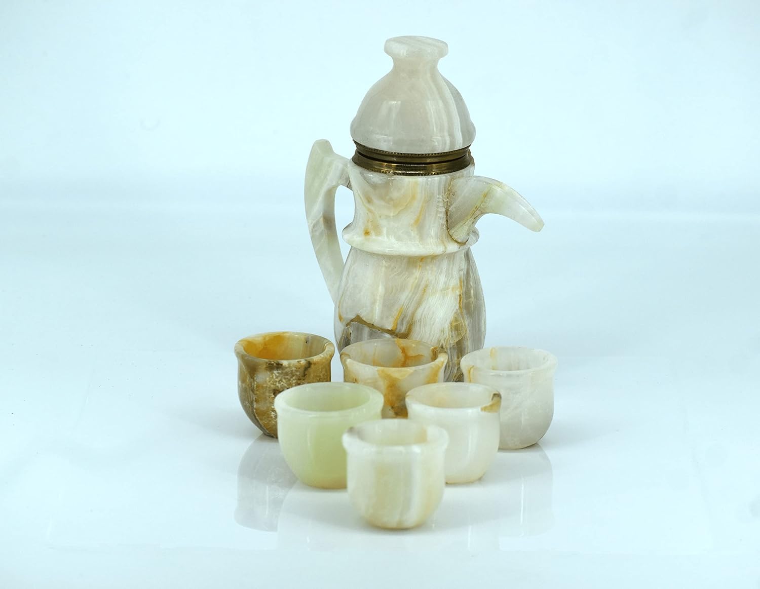 Amazon.com | Onyx Marble 7 piece Tea Set with 1 pitcher and 6 cups - 7 ...