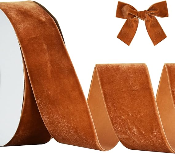 RIBBOOO Brown Velvet Ribbon 4CM x 9.14 Meters, Vintage Velvet Ribbons ...