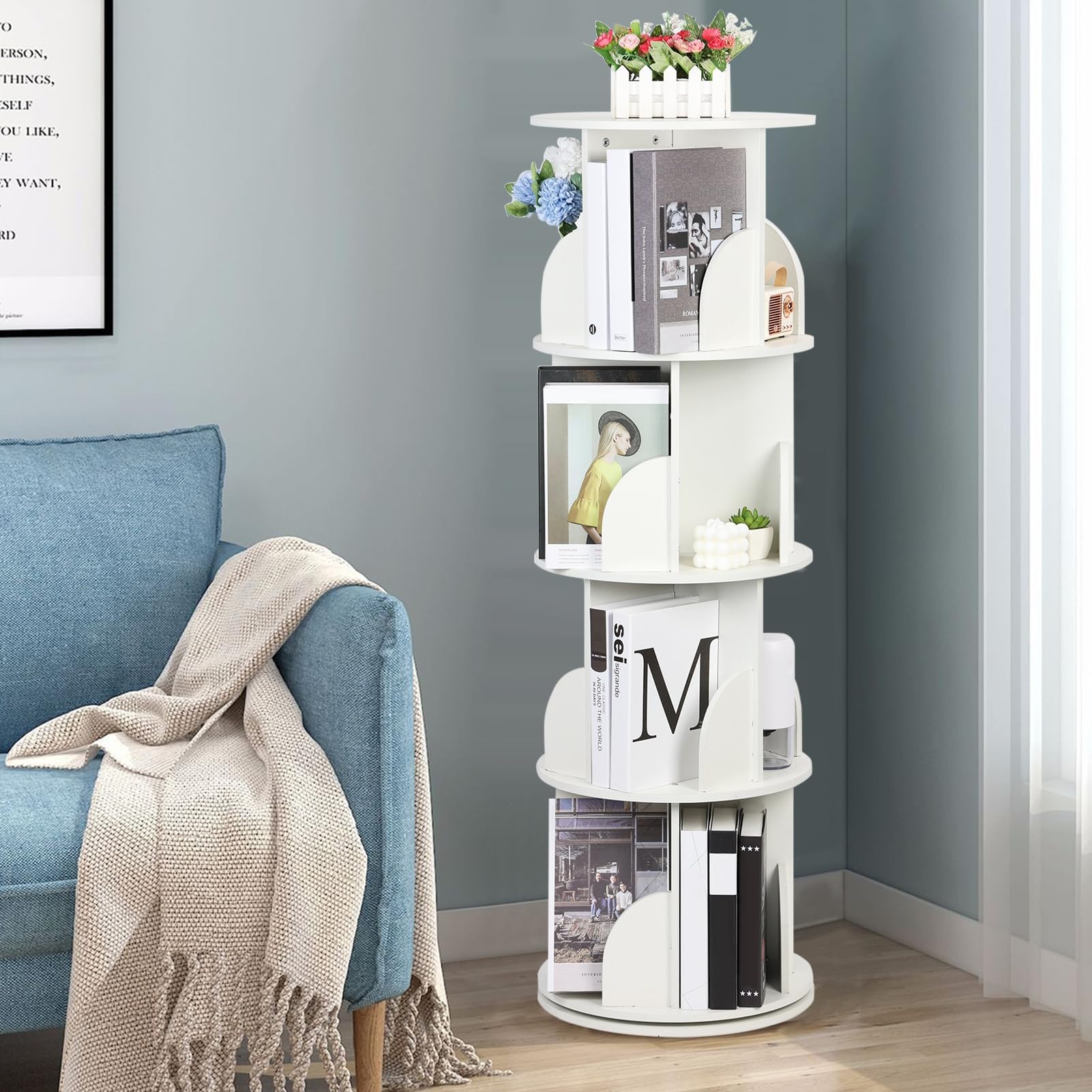 Amazon.com: yifaeux Rotating Bookshelf Tower, 360 Display Spinning ...
