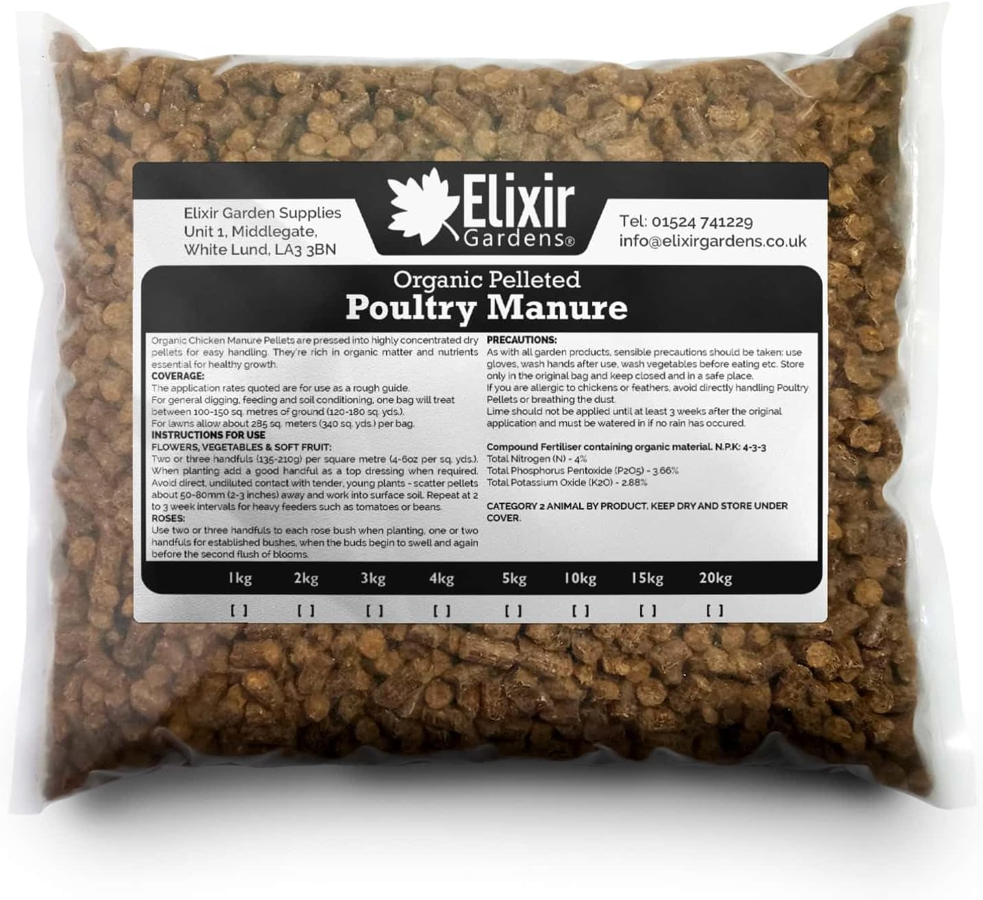 6X Pelleted Chicken Manure Multi Purpose Fertiliser - 20kg bag New ...