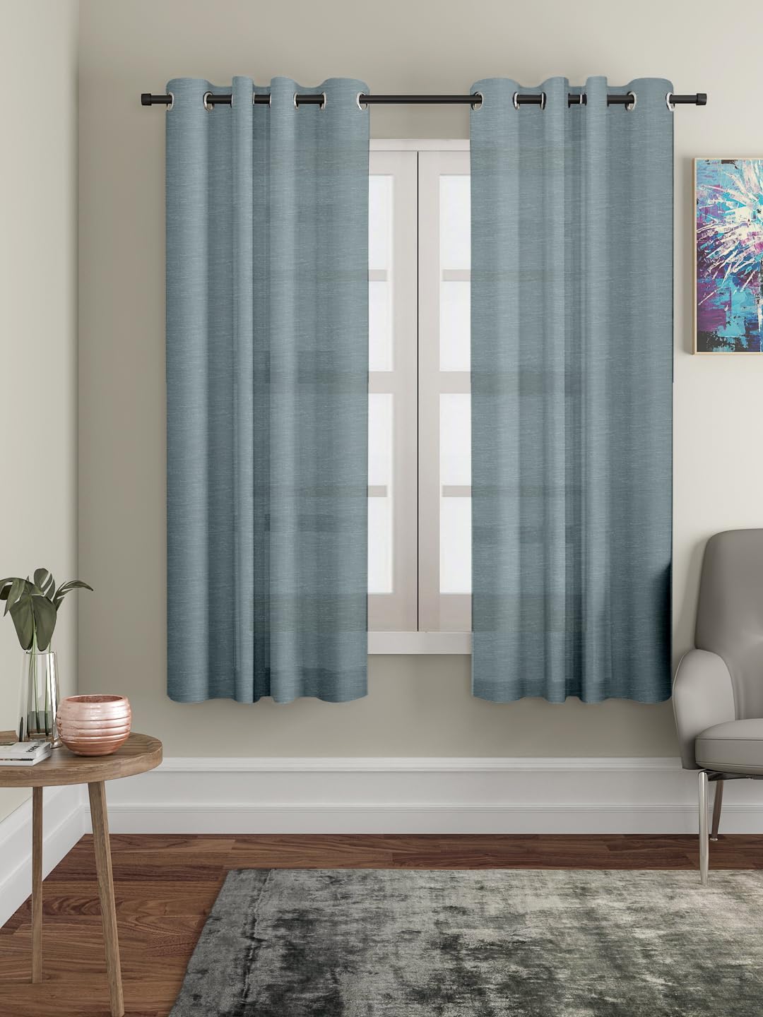 Buy Amazon Brand - Solimo Polyester Polylinen Solid Window Curtains ...
