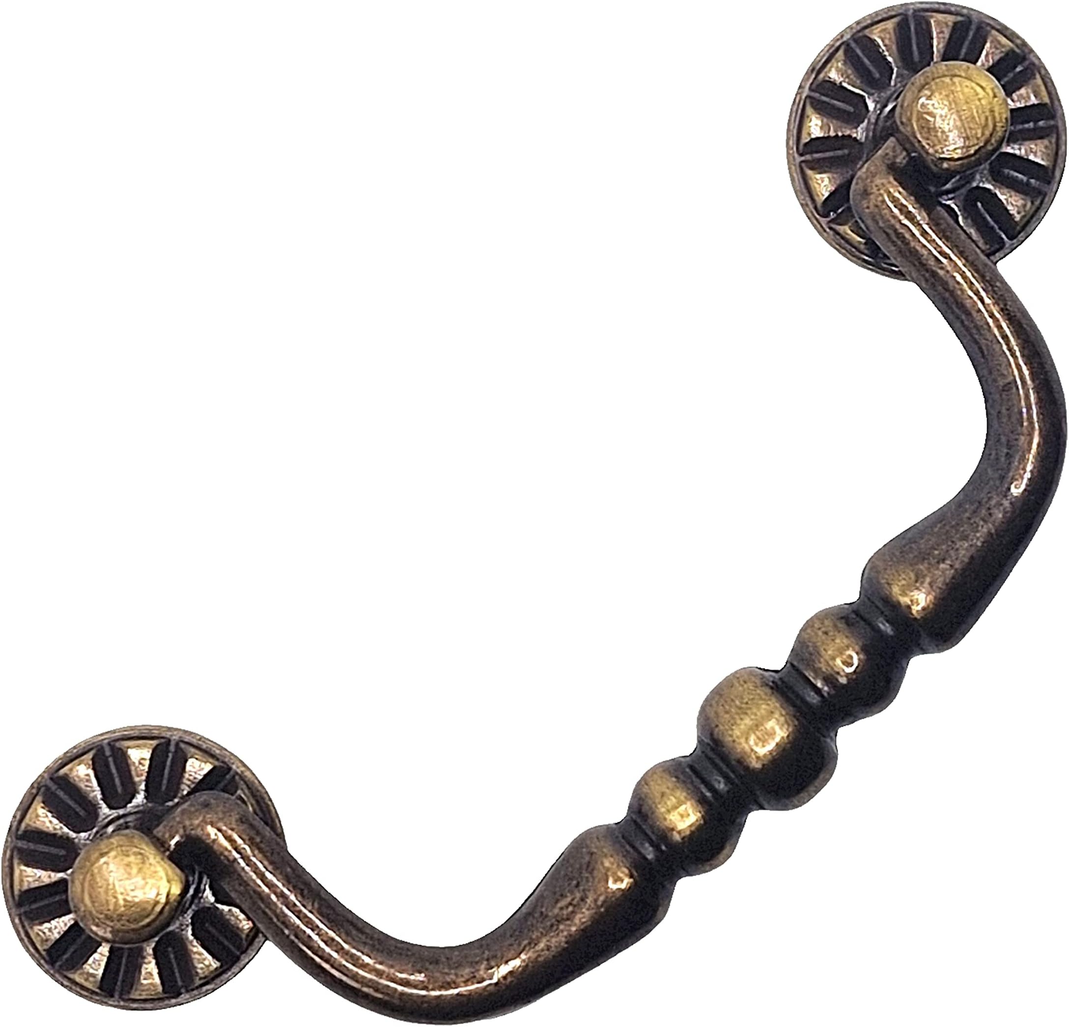 2X Brass Swan Neck Drop Handles - Antique Kitchen/Cabinet/Wardrobe ...