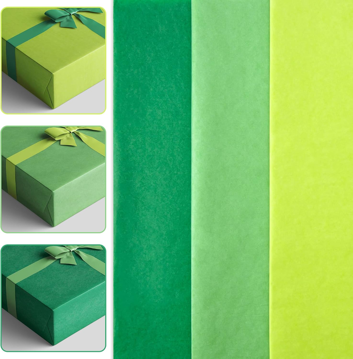 Amazon.com: MR FIVE 60 Sheets Gift Tissue Paper Bulk, 20" x 14", Green ...