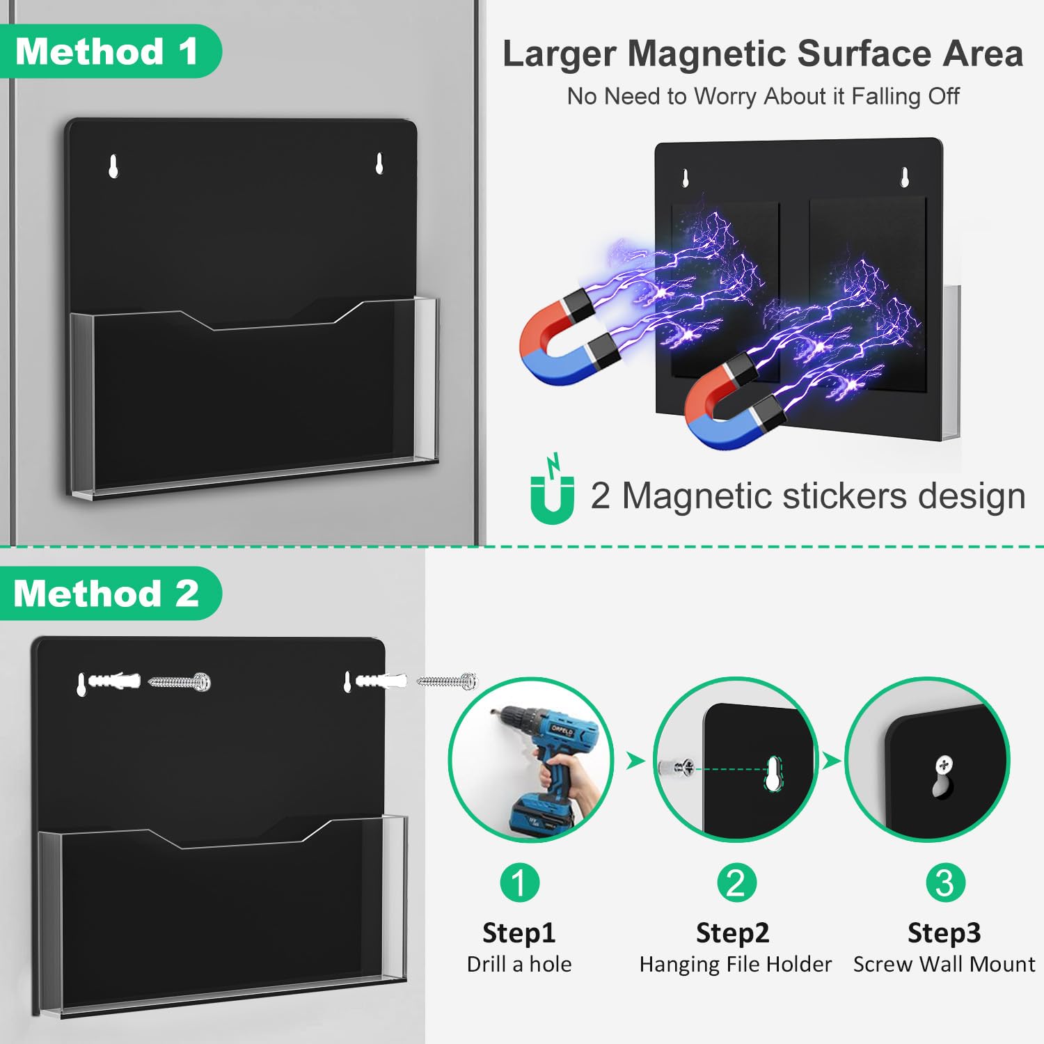 Snapklik.com : ZHIDIAN Acrylic Magnetic Wall File Organizer - Clear ...