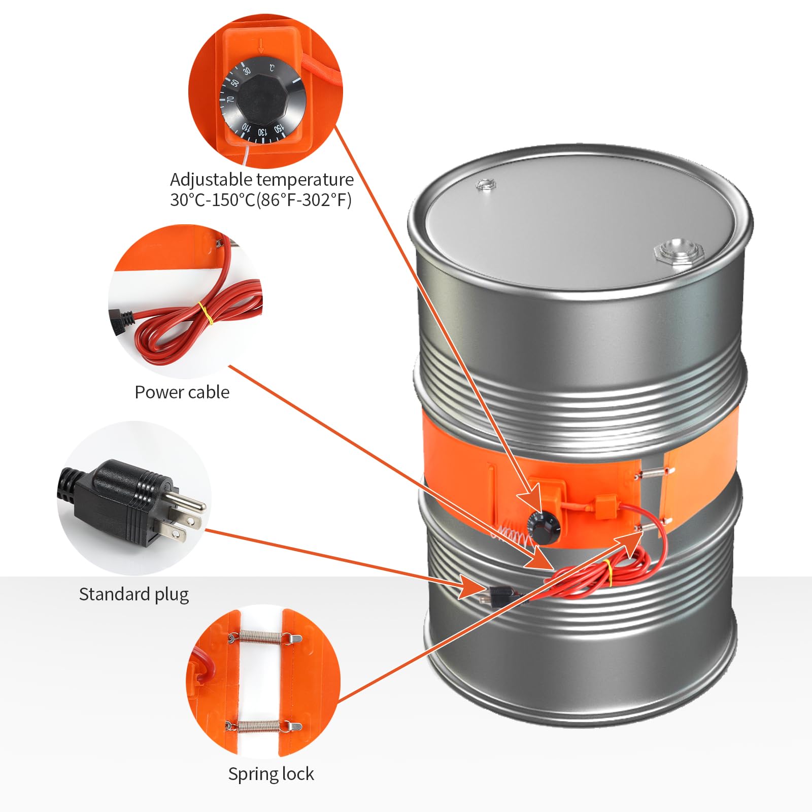 Snapklik.com : Metal Drum Heater For 55 Gallon, 110V 1000 Watt Drum ...