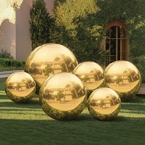 Amazon.com: VEBESYET Gold 6PCS Inflatable Mirror Ball Set Reusable ...