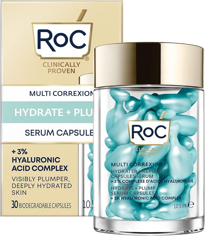 RoC Multi Correxion®️ Hydrate + Plump Serum Capsules, 3% Hyaluronic ...
