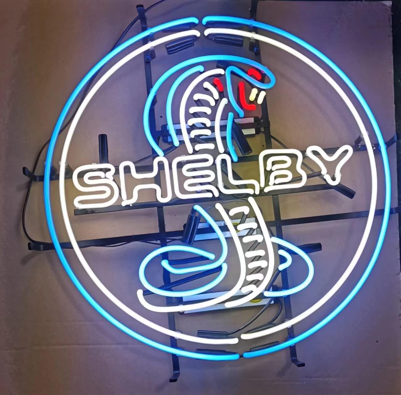 Amazon.com : Neon Signs Beer Bedroom Shelby Cobra Round Glass Neon ...