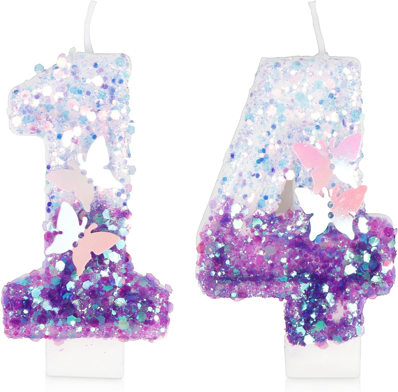 Amazon.com: Birthday Candles, Number 14 Candle, Butterfly 14th Birthday ...