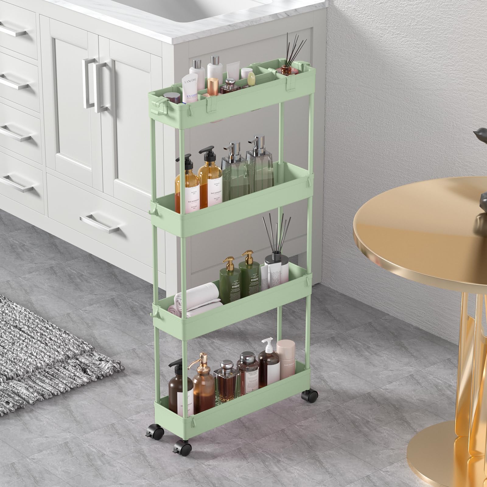 Amazon.com: SPACEKEEPER Slim Rolling Storage Cart, 3 Tier Bathroom ...