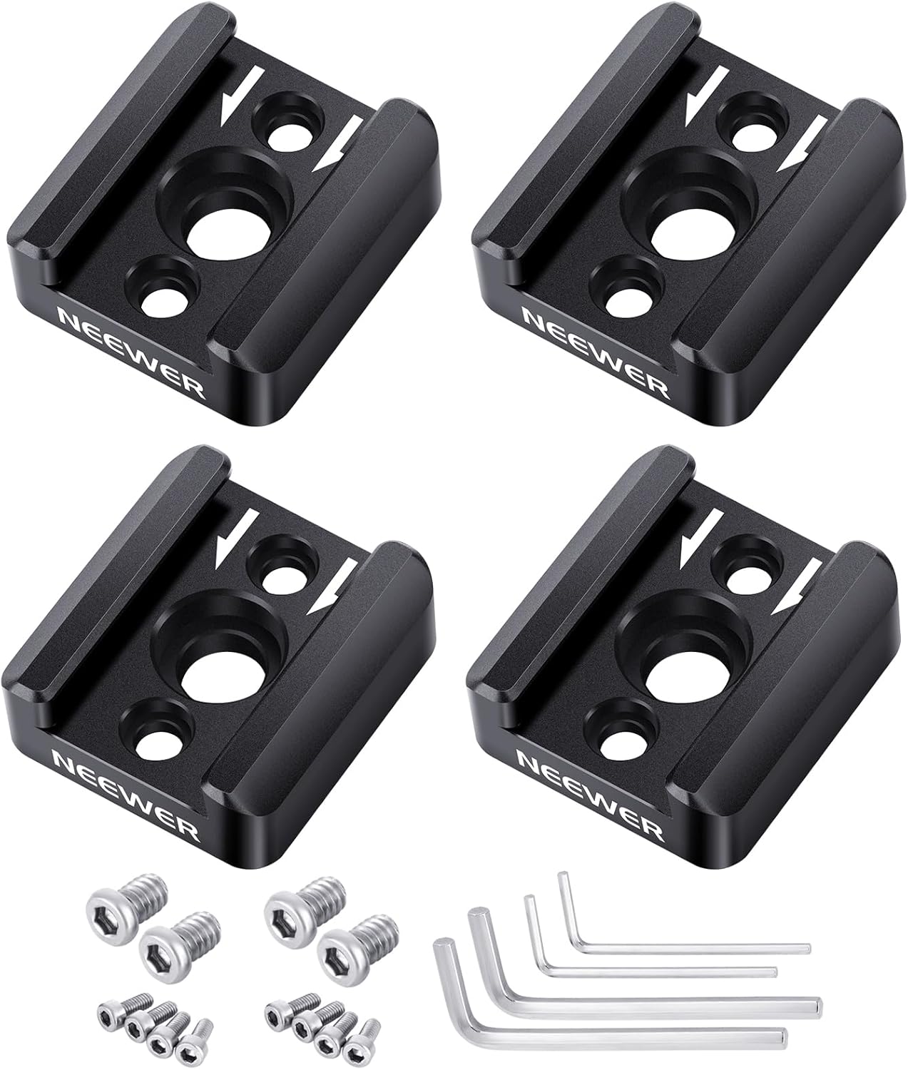 NEEWER 4 Pack Cold Shoe Mount Adapter, Cold Shoe Bracket with 1/4 ...