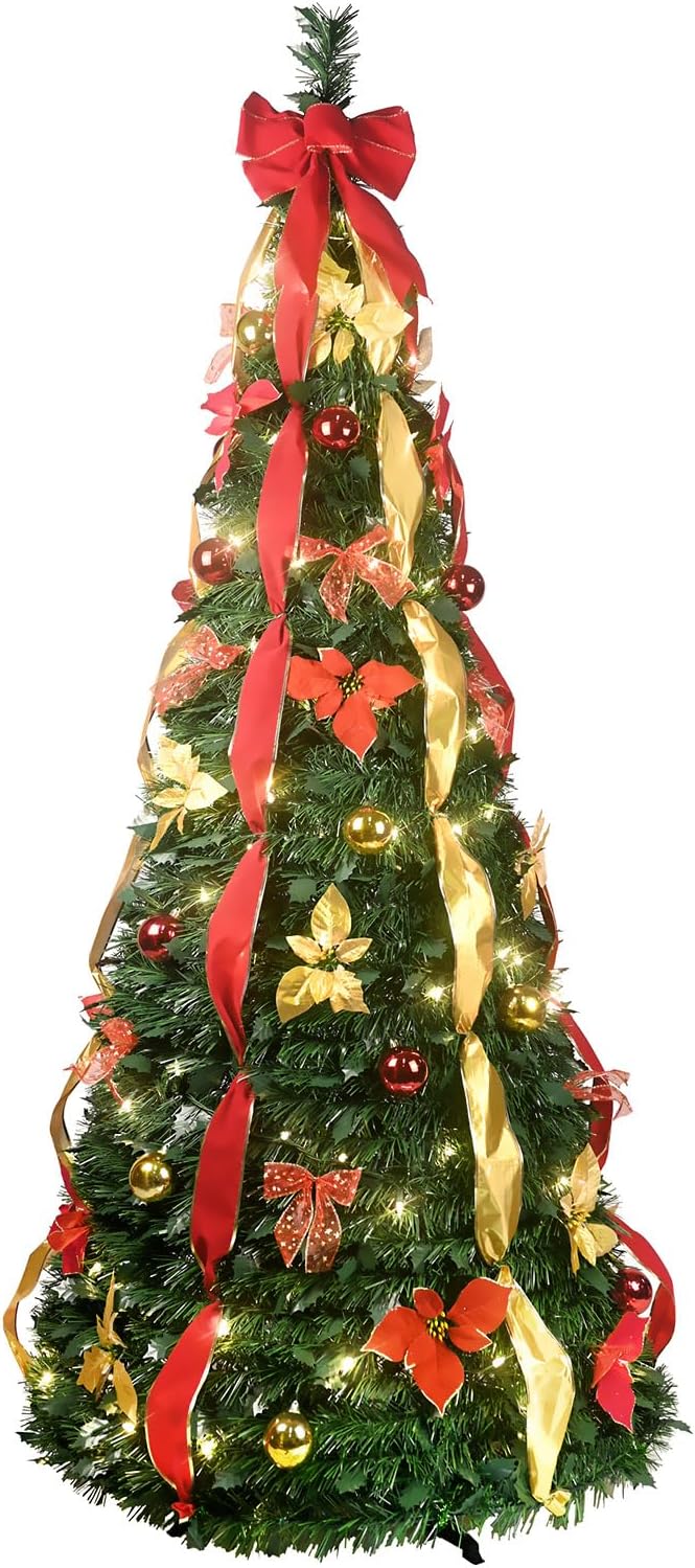 Amazon.com: MARCOLOR 6FT Artificial Christmas Tree with 150 Lights, Pop ...