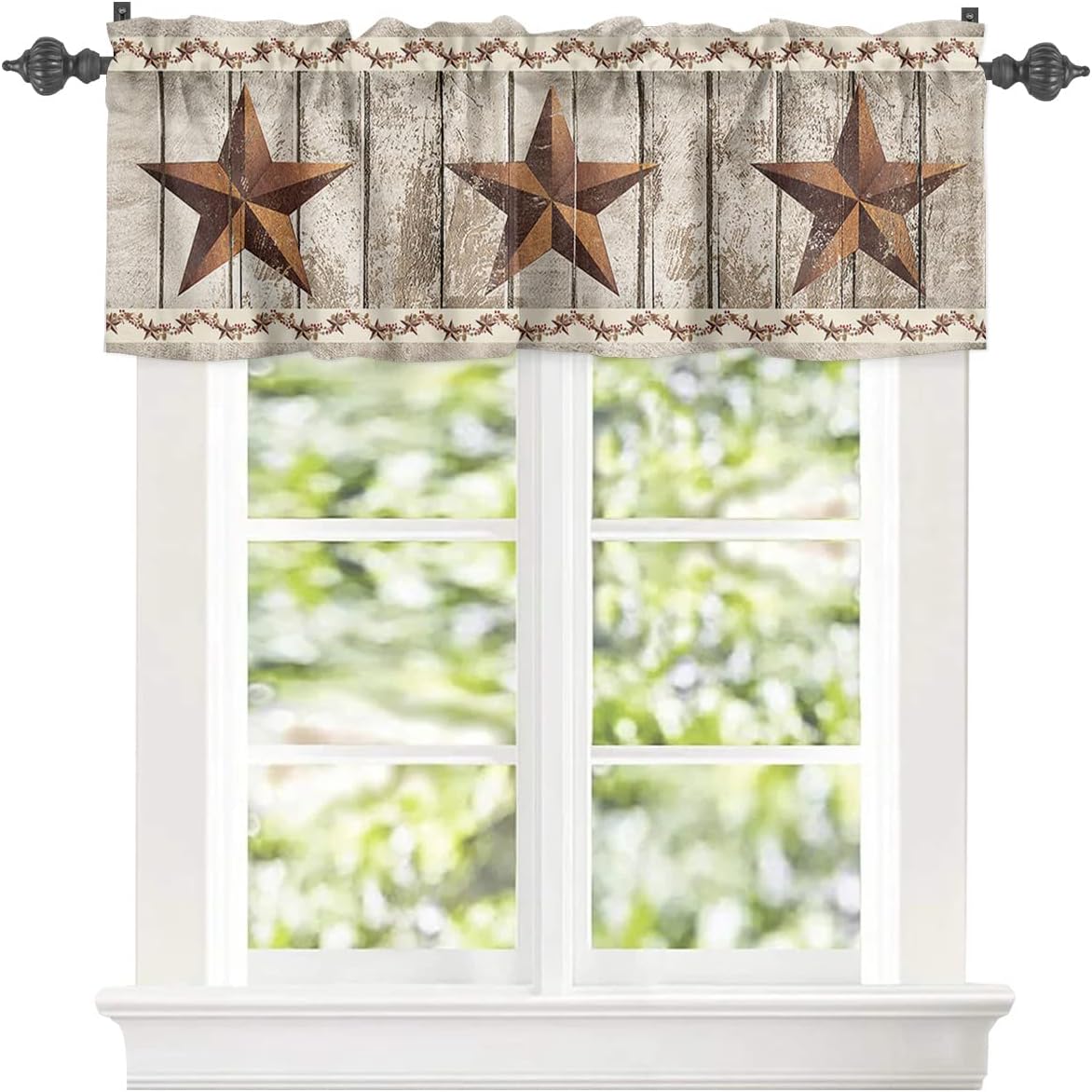 Amazon.com: Curtain Valance for Windows Metal Stars Texas West Kitchen ...