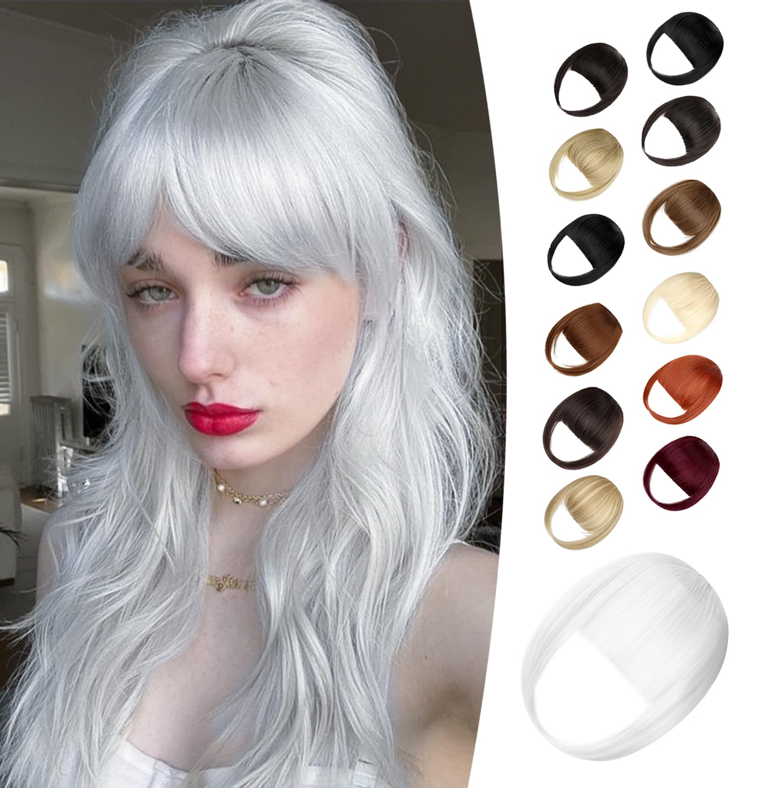 Amazon.com : Wodelanle Clip in Bangs,Natural Fake Bangs Hair Clip ...