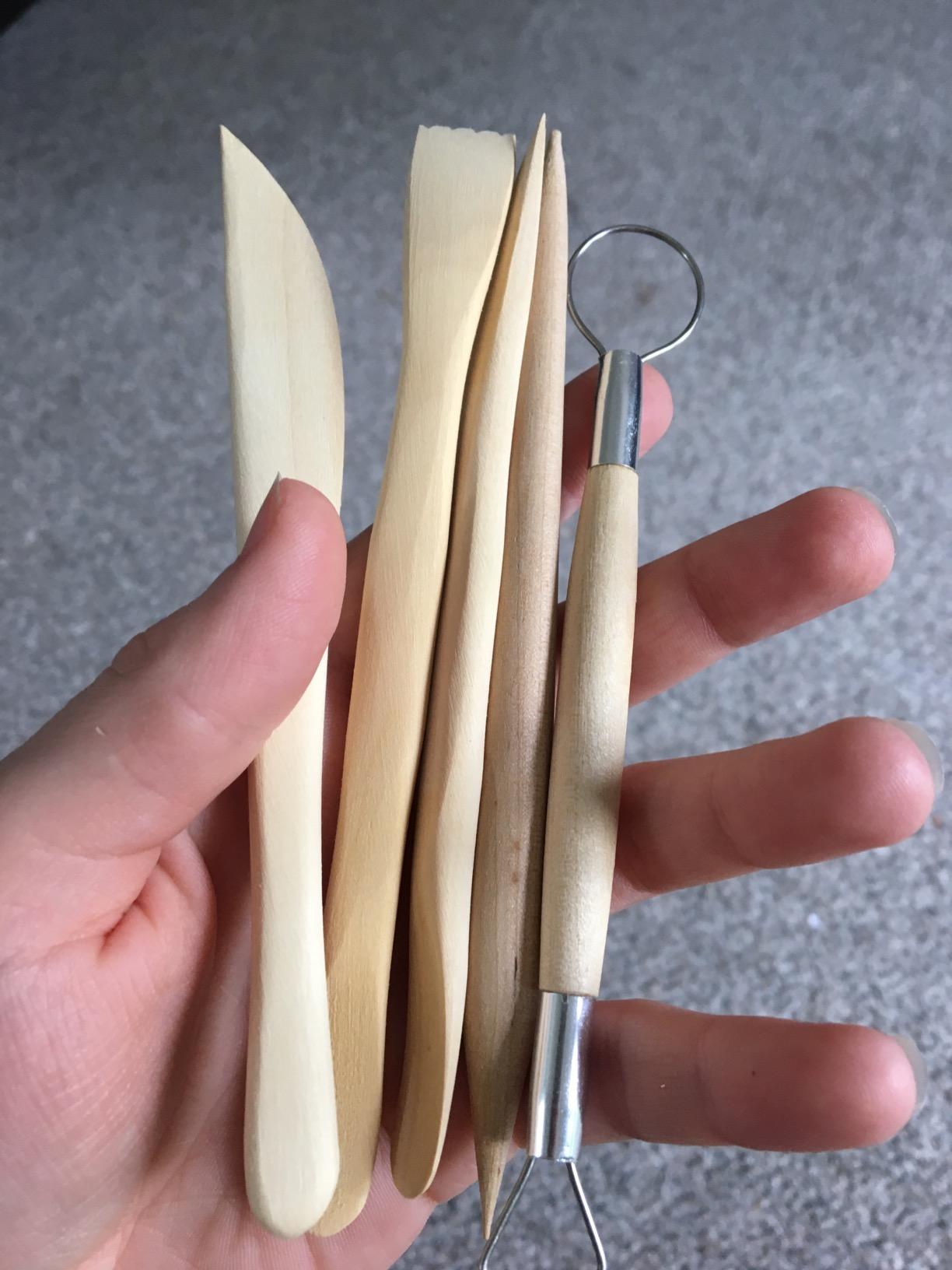 Set of 5 Wooden Pottery Clay Sculpture Carving Tools : Amazon.co.uk ...