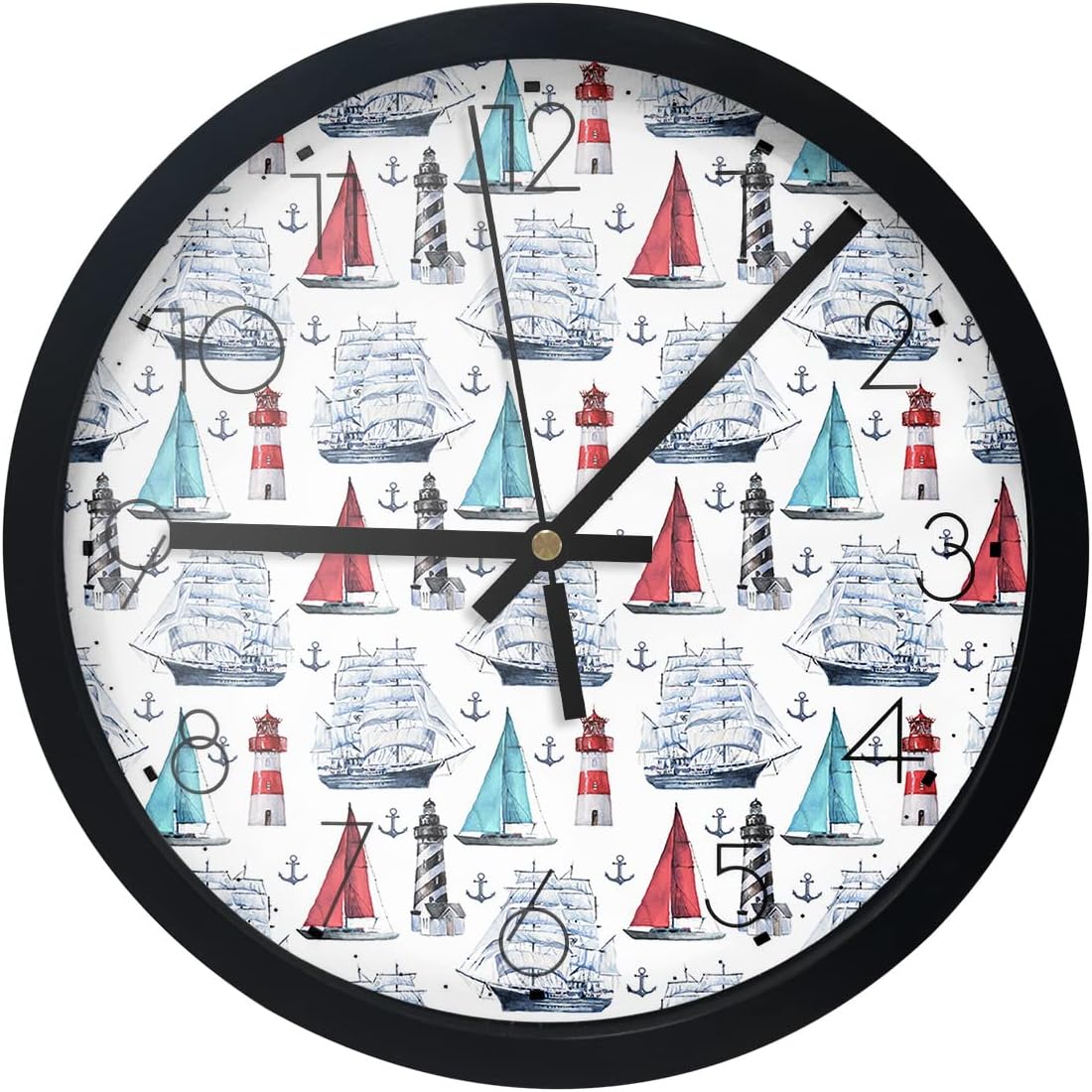 Amazon.com: FortuneHouse8 Wall Clock Sailboat Lighthouse Nautical ...