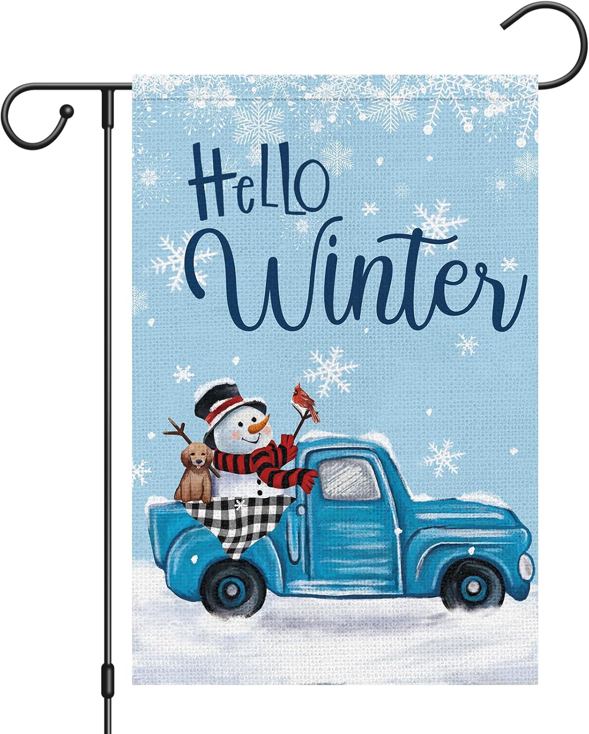 Amazon.com : Heyfibro Hello Winter Garden Flag 12x18 Double Sided ...