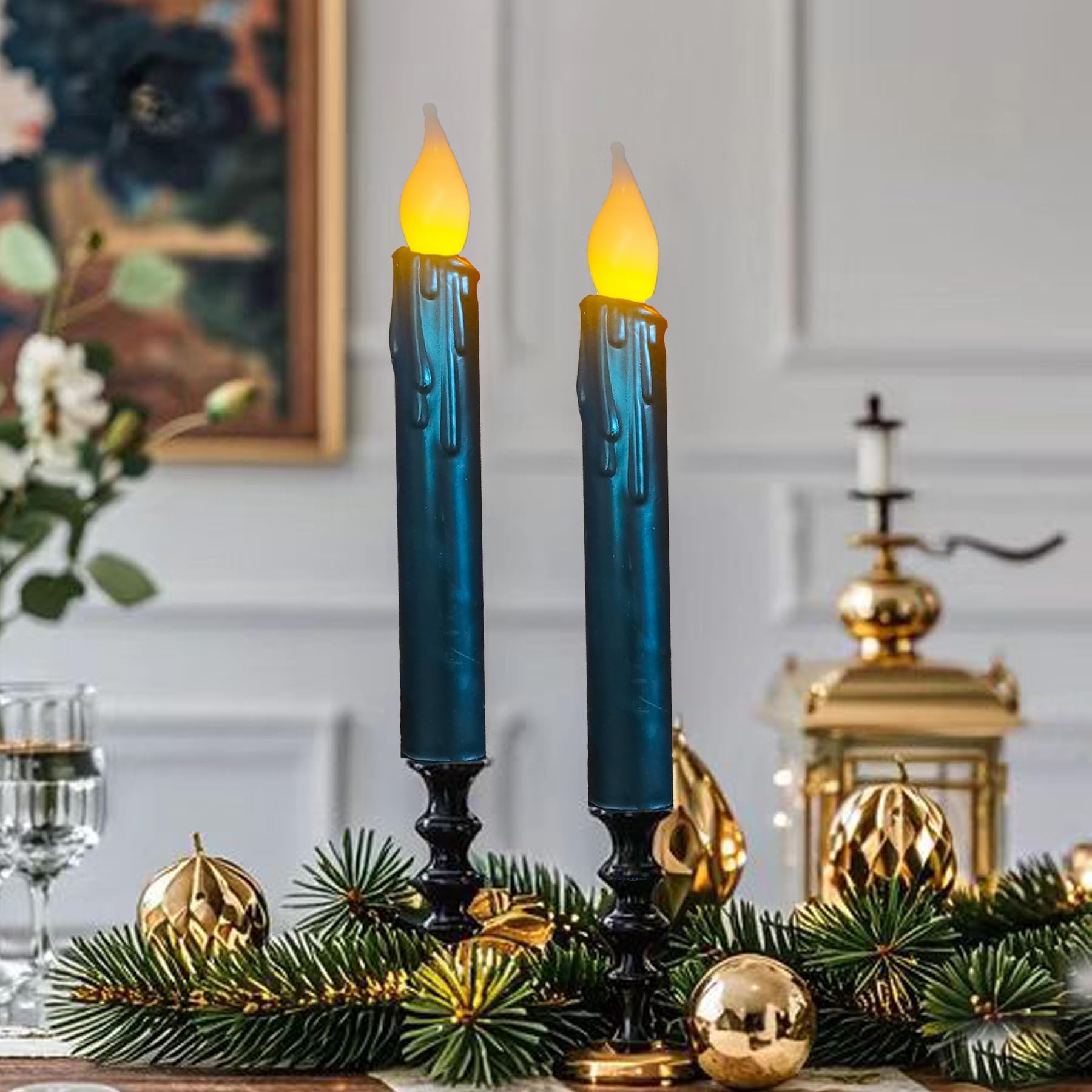 Primitive Flameless Candles Dripless Electric Flickering Taper Candles