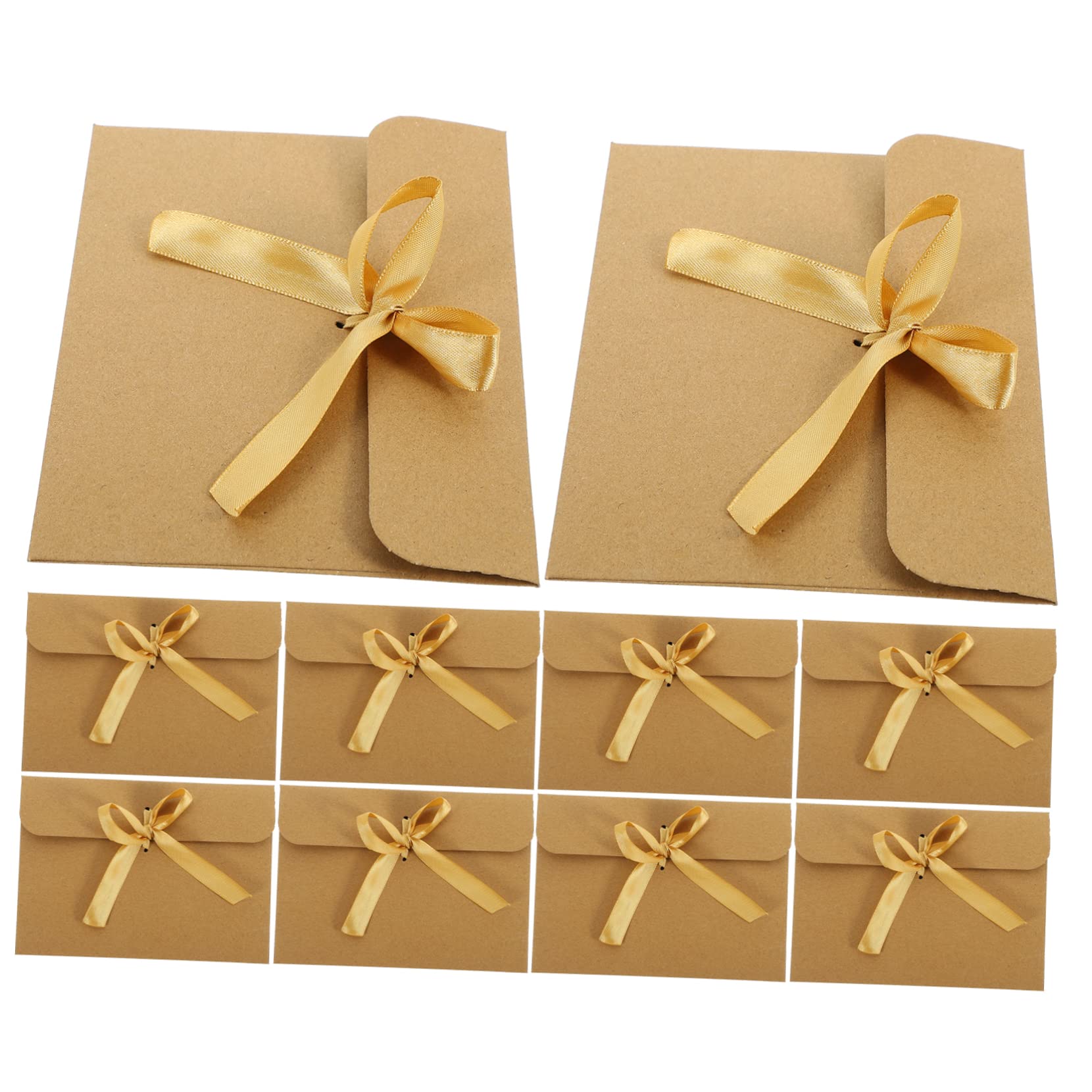 STOBOK Envelope with Ribbon 50pcs European Envelope Kraft Paper Golden ...