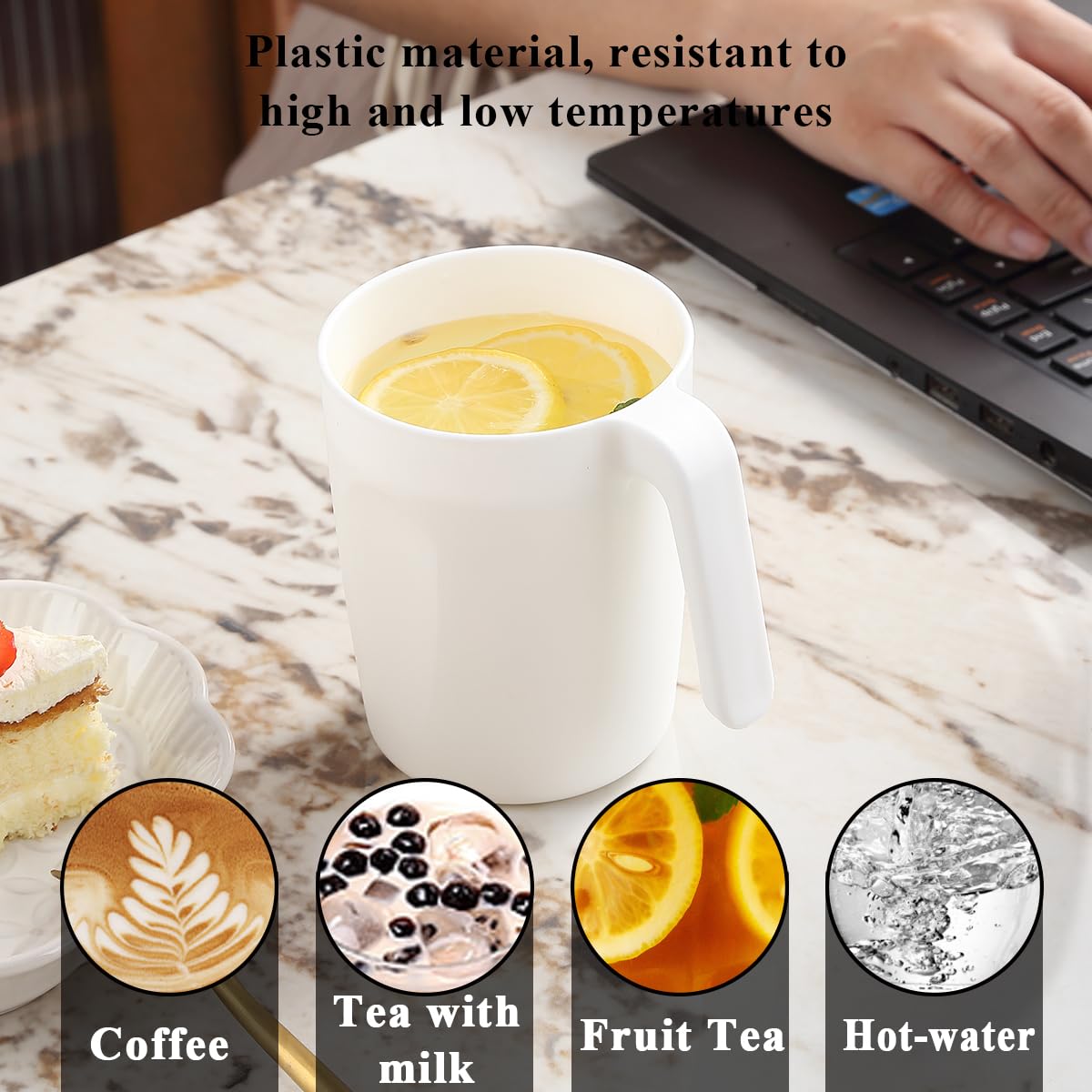 Snapklik.com : Plastic Mug Set 12 Pieces, White Unbreakable And ...