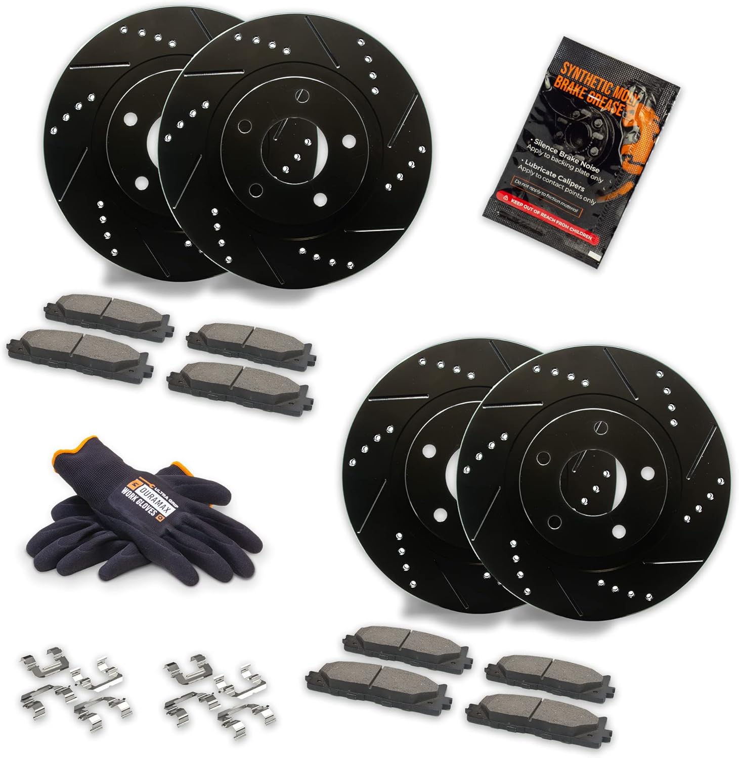 Amazon.com: Max Advanced Brakes Elite XDS Front + Rear Cross-Drill & Slots Rotors with Elite Max ...