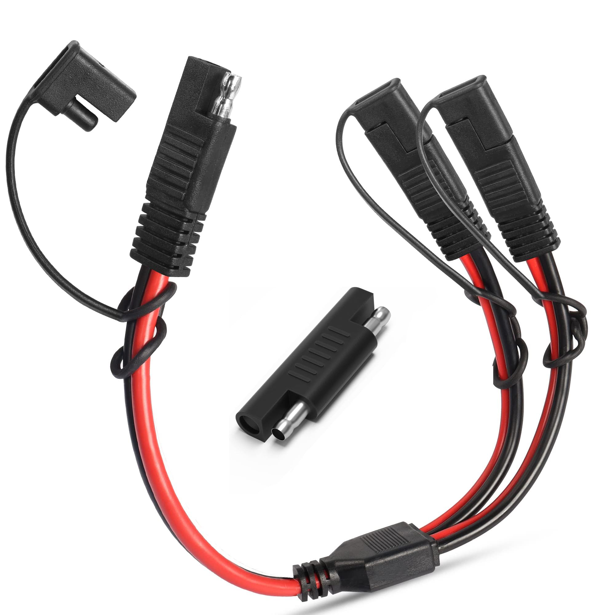 YAODHAOD 14AWG SAE 1 to 2 Y Splitter Extension Cable, 30cm SAE DC Power ...