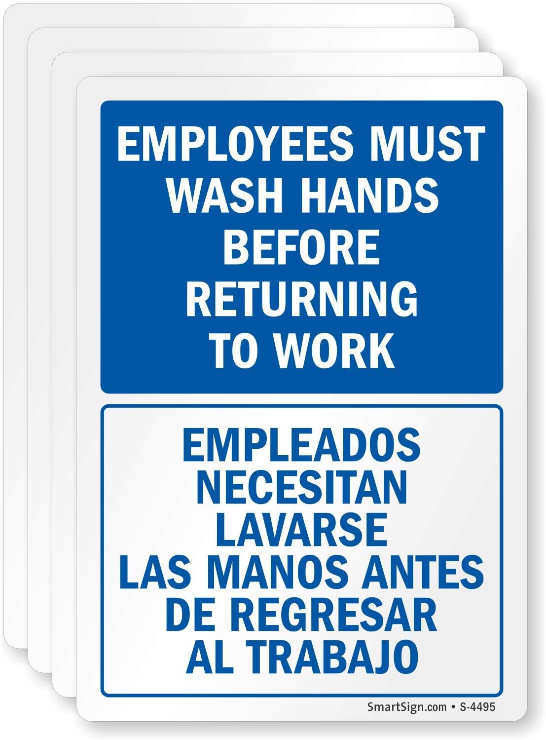Amazon.com: SmartSign “Employees Must Wash Hands Before Returning to ...