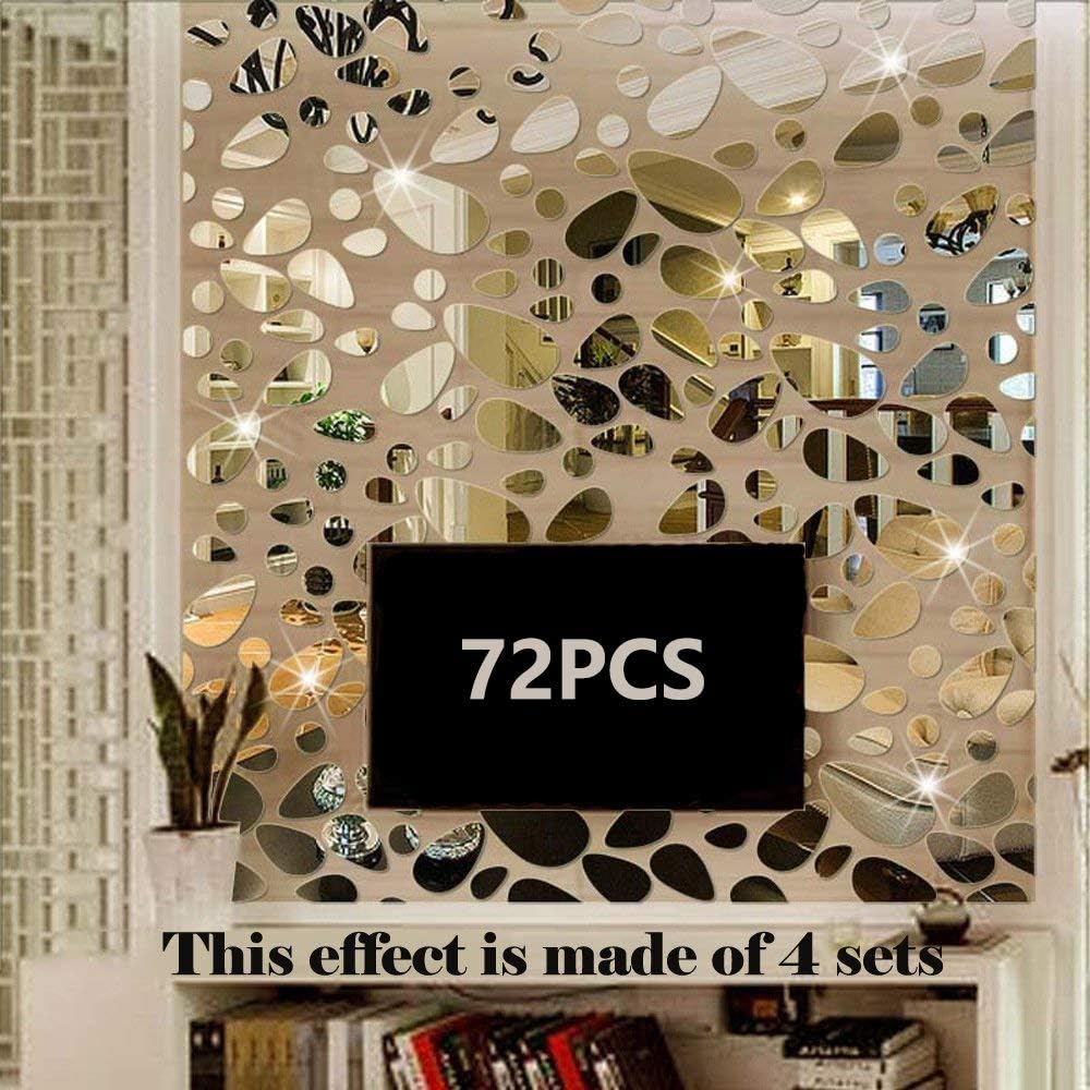 Amazon.com: TTSAM 72Pcs Mirror Decals Wall Stickers - Cobblestone Shape ...