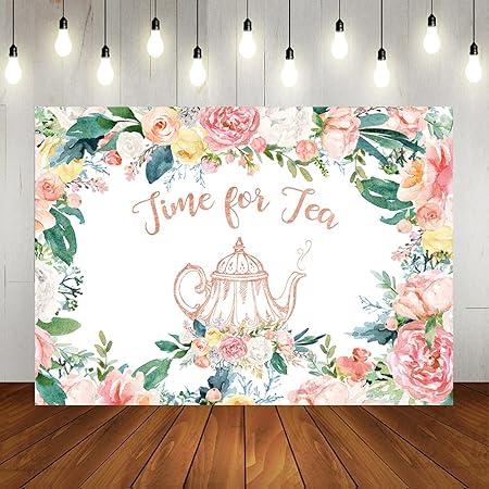 Amazon.com: 7x5FT Let's Par Tea Photography Backdrop Tea Time Photo ...