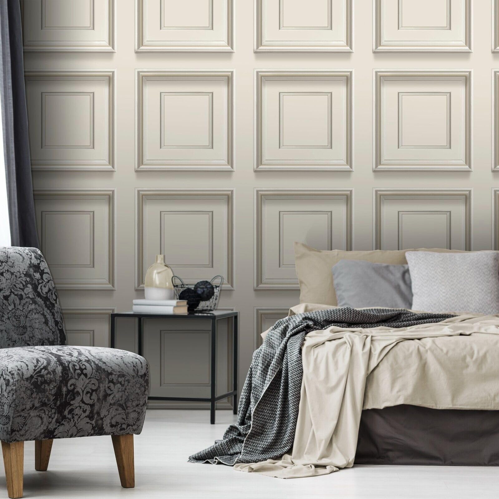 Arthouse Panel Navy Wallpaper 942503-3D Effect Ornate Carved Wood Wall ...