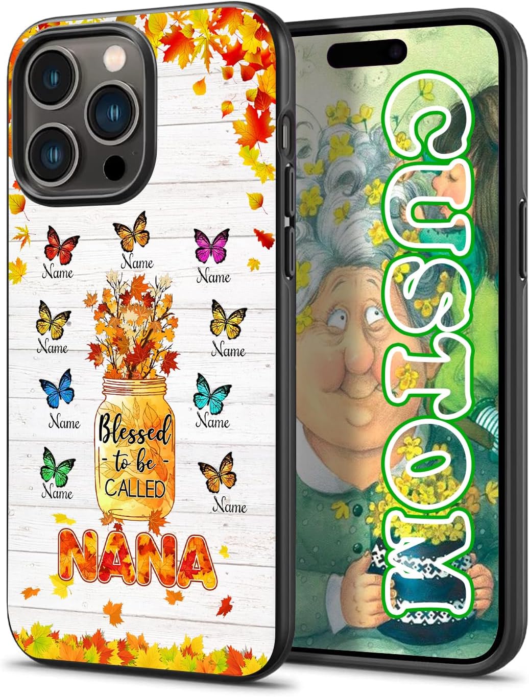 Amazon.com: Blessed to Be Called Nana Vase Fall Butterflies Customized ...