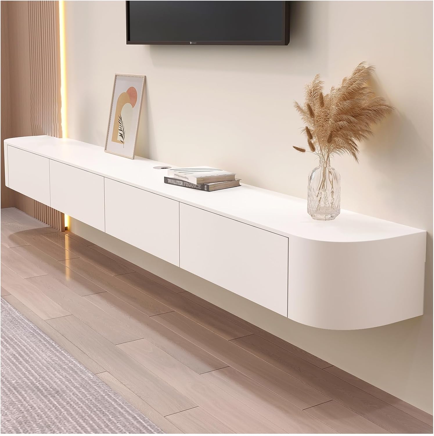 OMGMTSTORE White TV Cabinet TV Stand Hanging with 2 Philippines | Ubuy