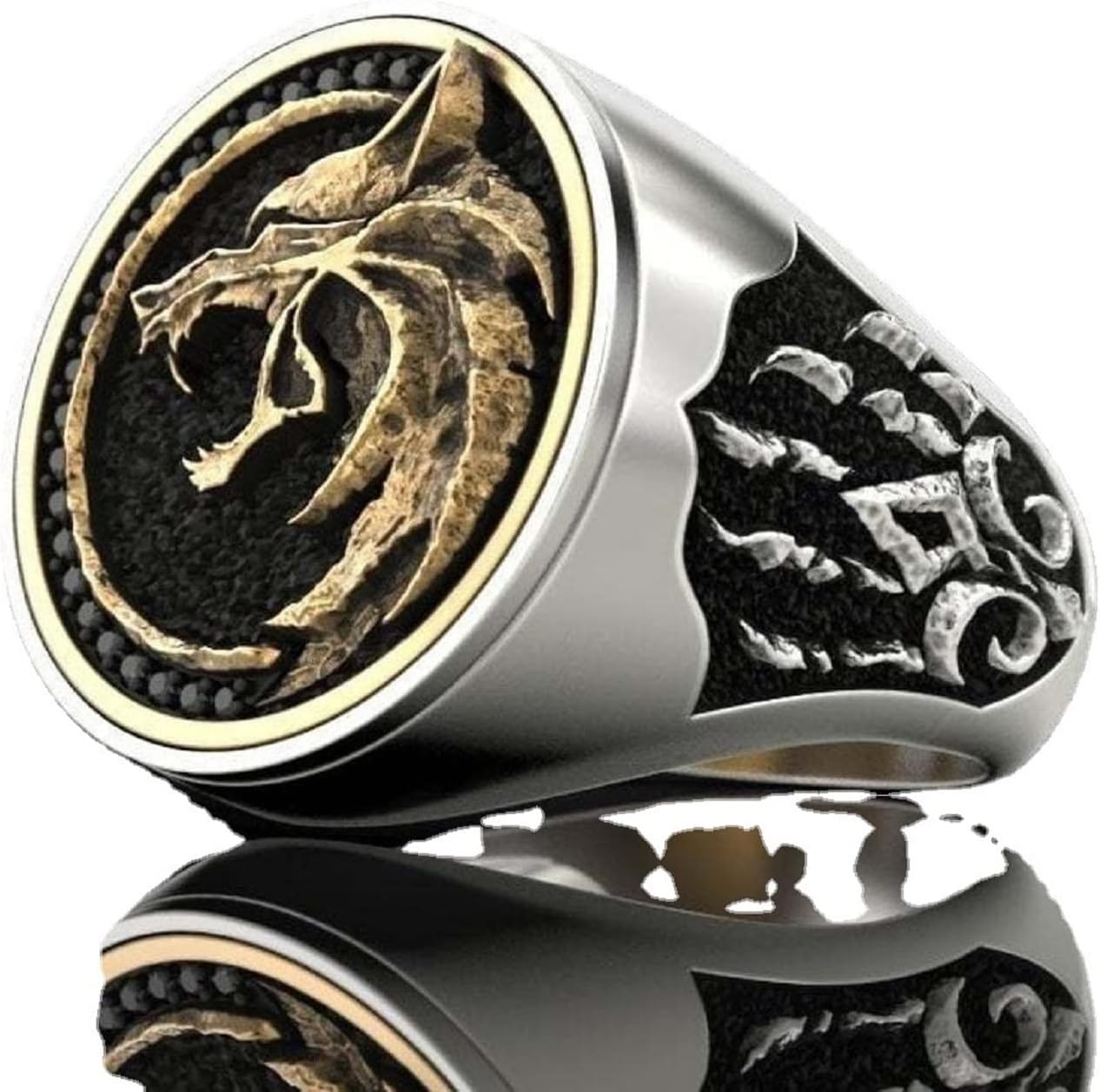 Amazon.com: Mens Wolf Ring Jewelry Sterling Silver Rings Vintage Two ...