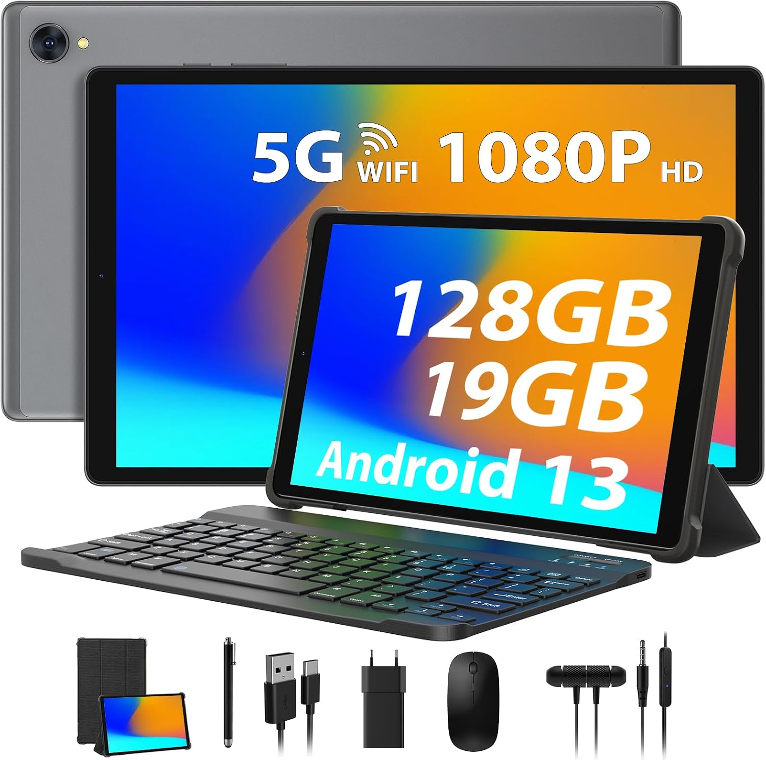 HEASUR Tablet Android 13 10 Pollici - 19GB RAM+128GB ROM (TF 1TB), 5G ...