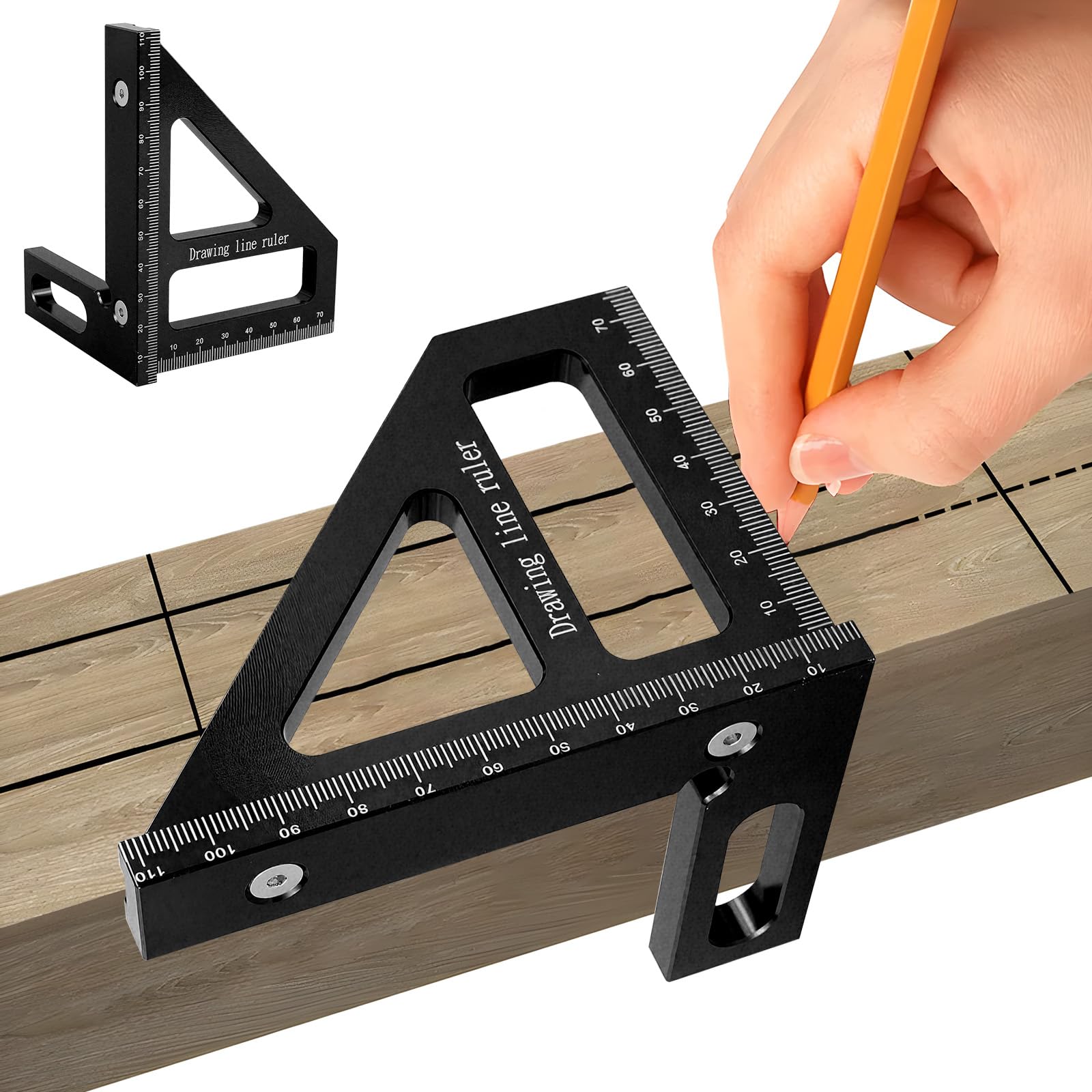 Speed Square 3D Multi-Angle Measuring Ruler - Aluminum Carpenter Square ...