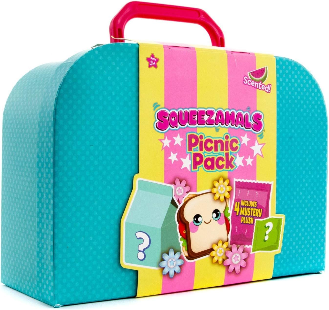 Amazon.com: Squeezamals Picnic Pack Lunchbox with 4 Mystery Plush and ...