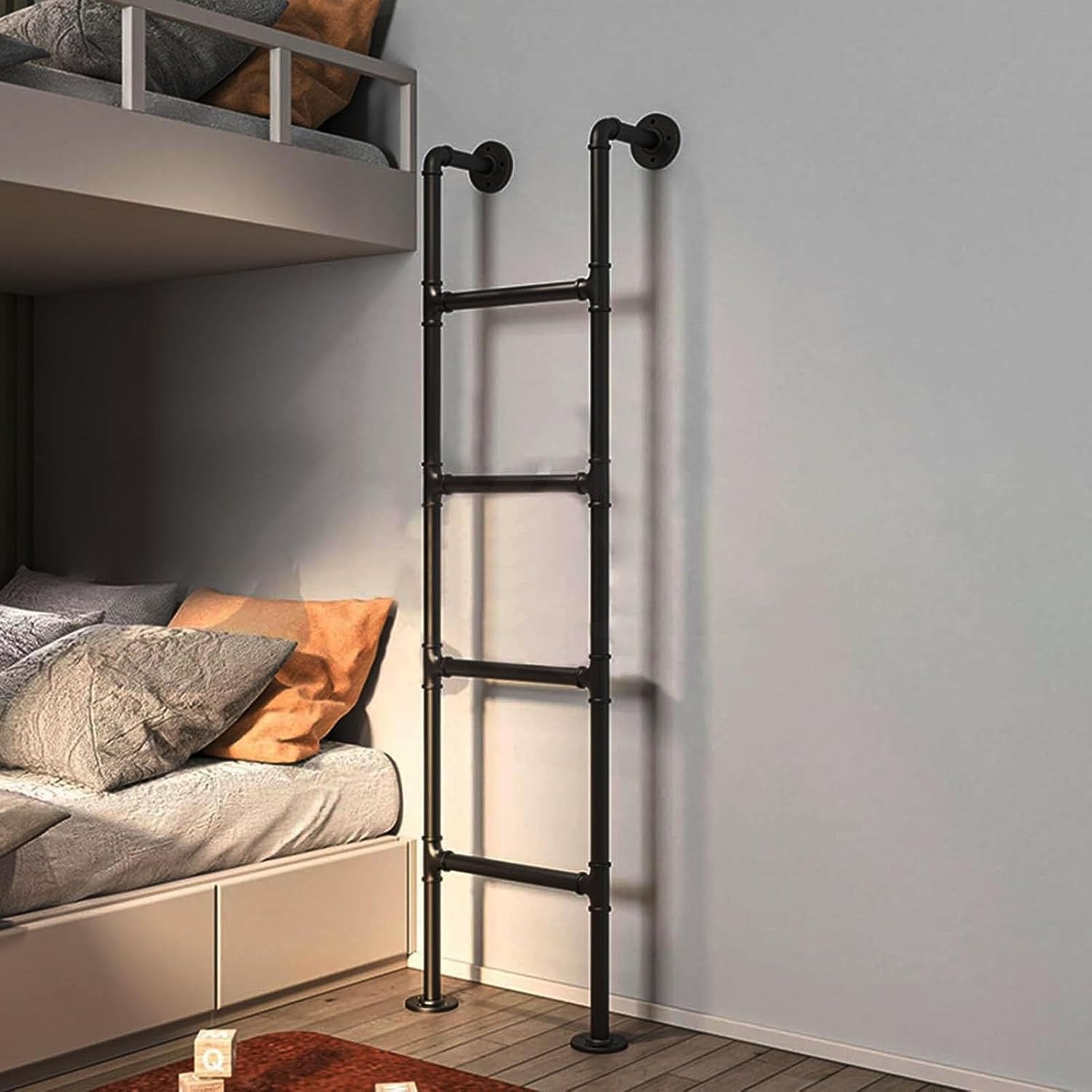 Amazon.com: Black RV Bunk Ladder, Wall Mounted Metal Loft Bed Ladder ...
