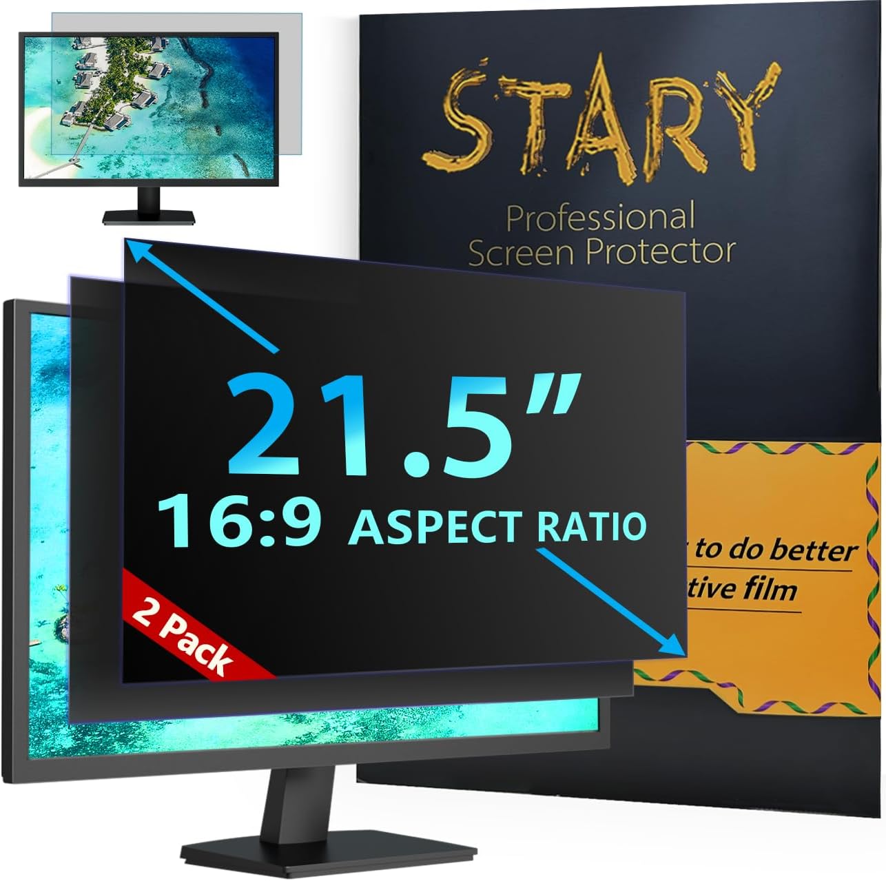 STARY 2 Pack Computer Privacy Screen 21.5 Inch for 16:9 Widescreen ...