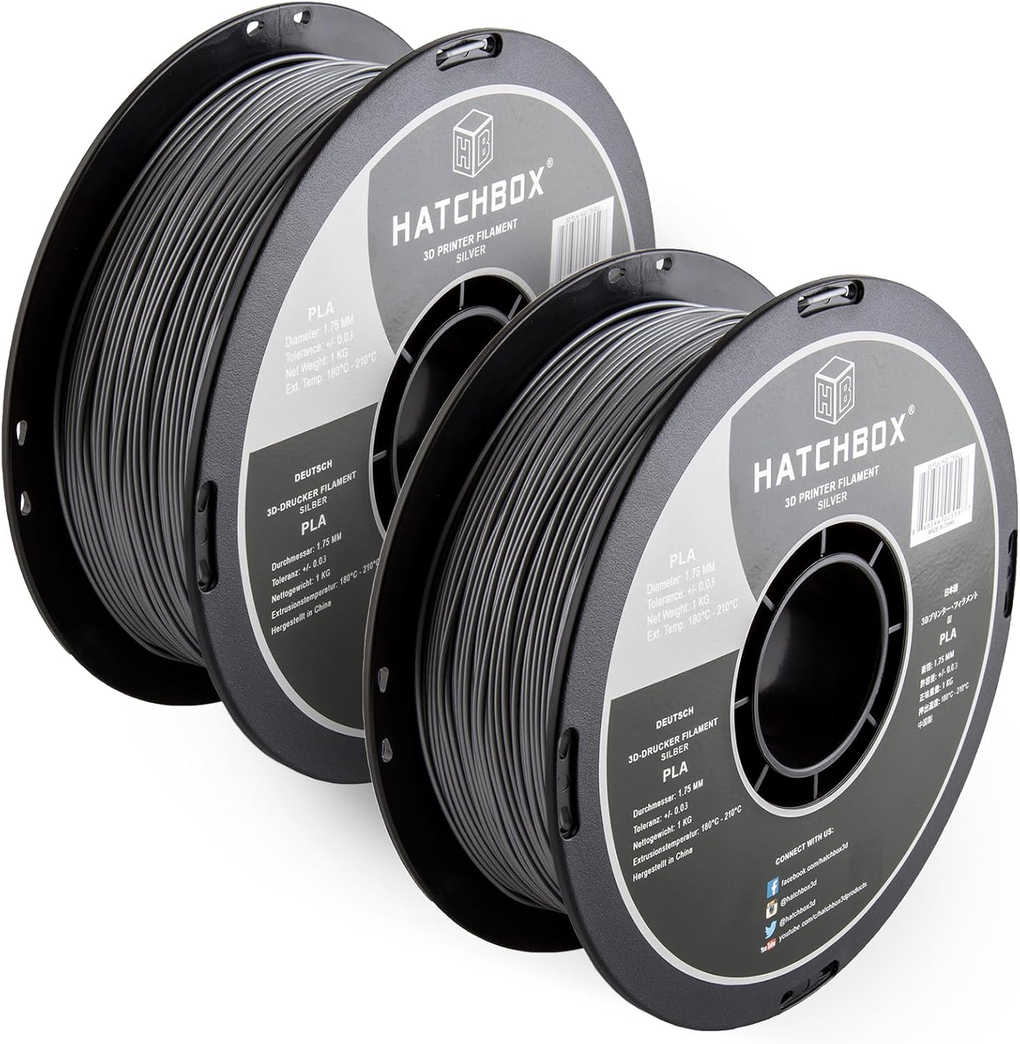 Amazon.com: HATCHBOX 2 Pack Bundle of 1KG 1.75mm PLA 3D Printer ...