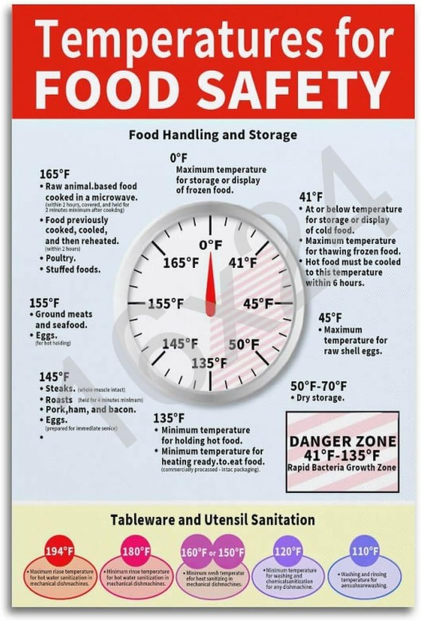 Amazon.com: GHJFDF Wall Poster Temperature for Food Safety Poster ...